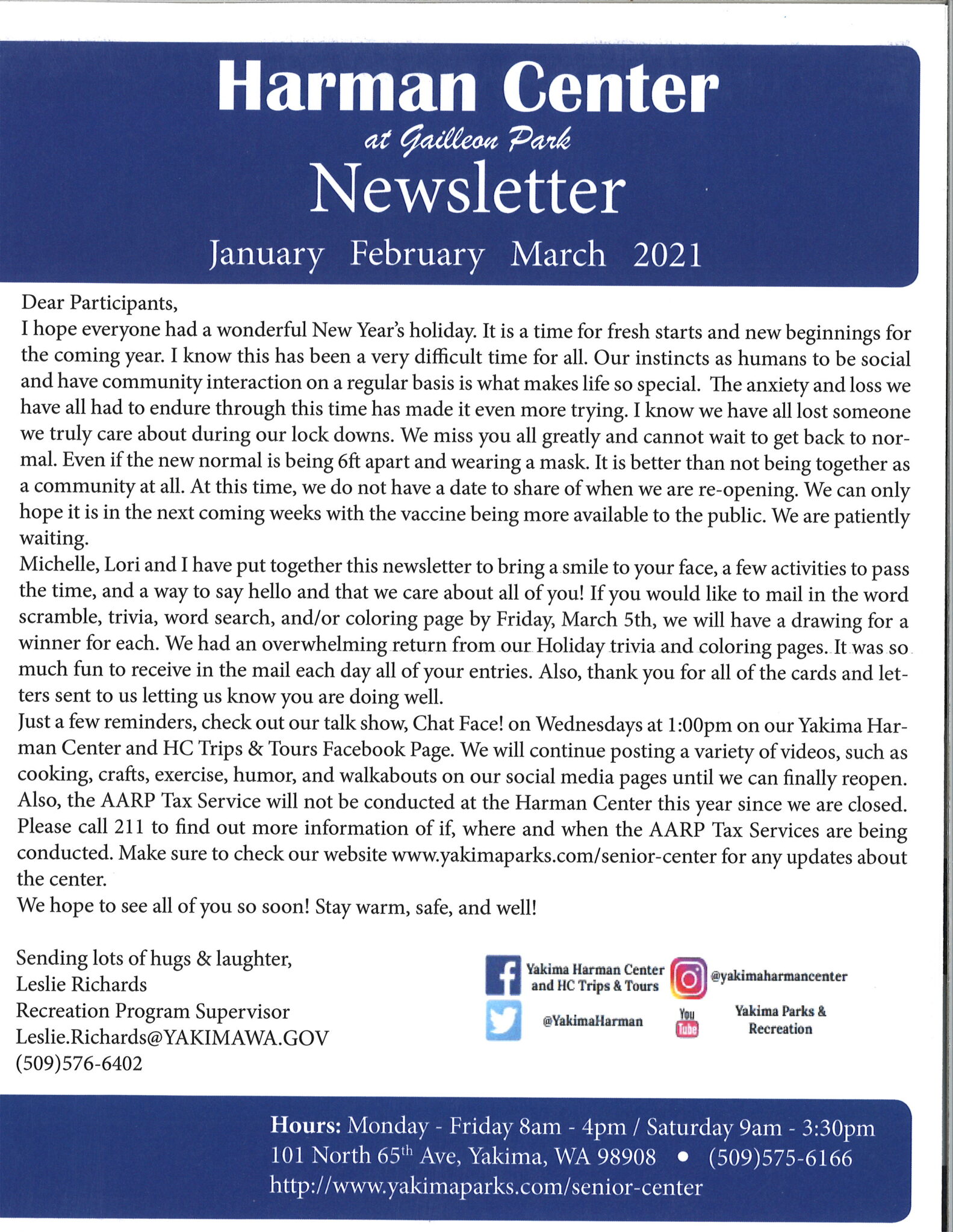 Newsletters | Yakima Parks and Recreation