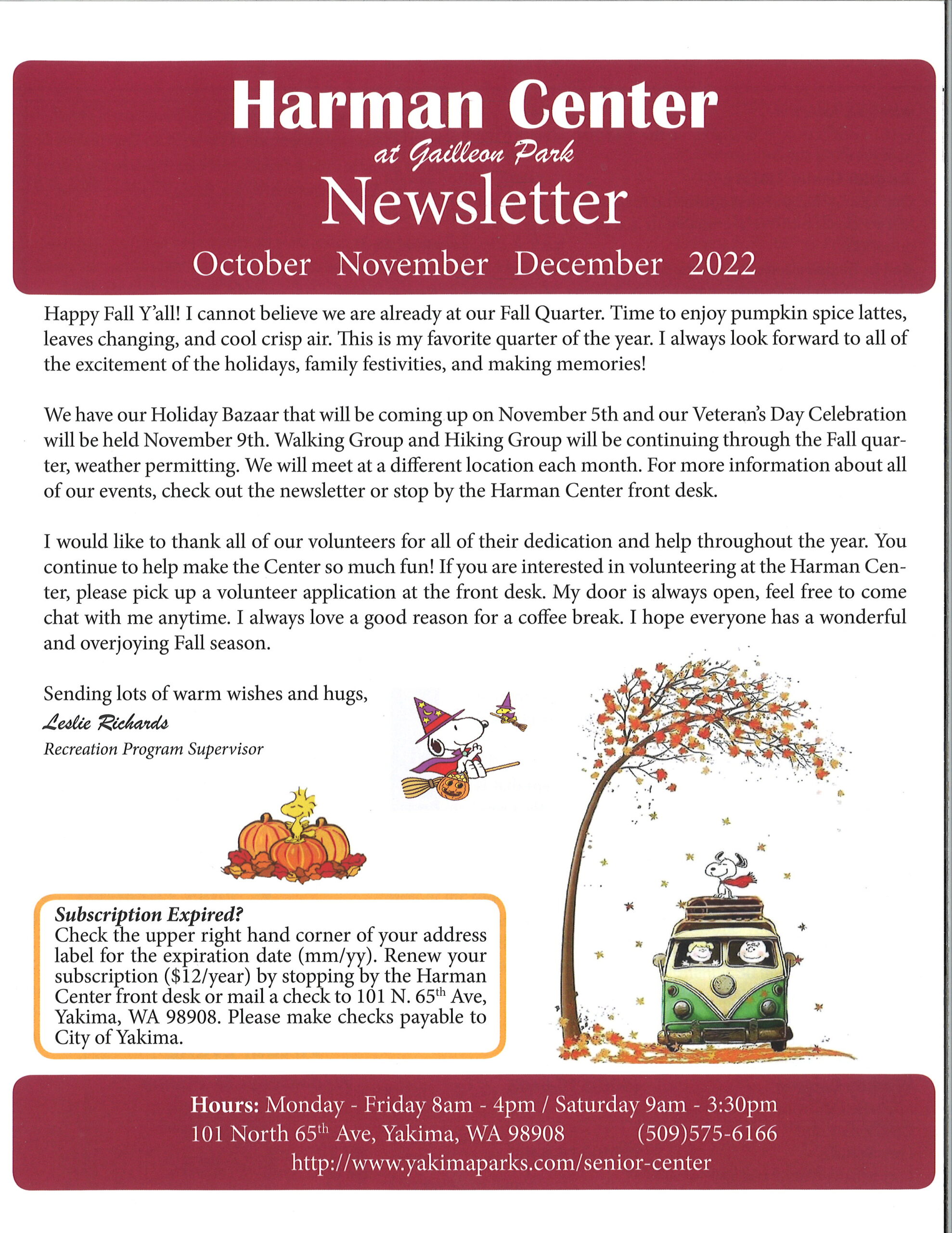 Newsletters | Yakima Parks and Recreation