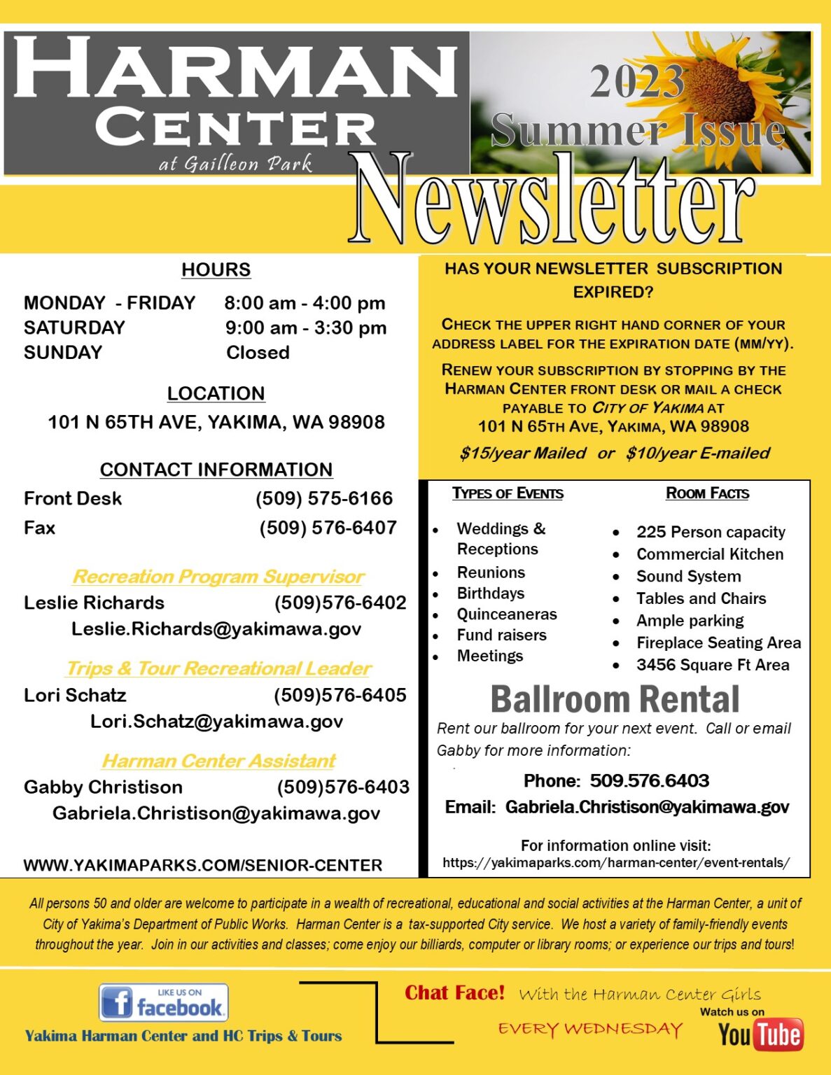 Newsletters | Yakima Parks and Recreation