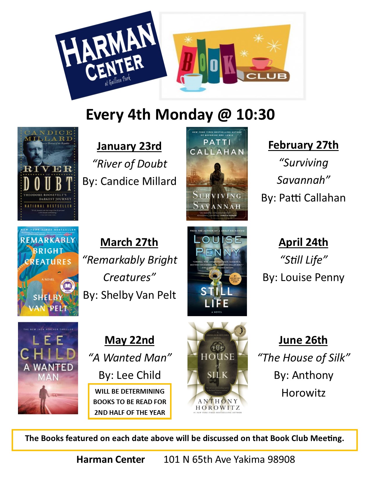 Harman Center Book Club | Yakima Parks and Recreation